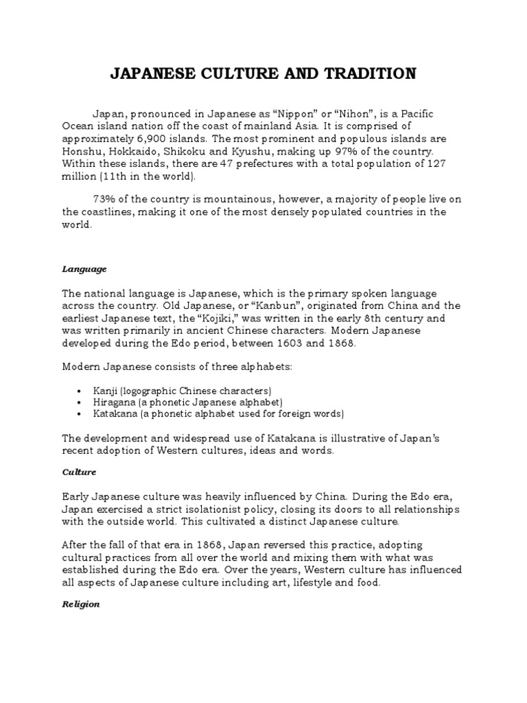 Overview of Japanese Culture and Traditions | PDF | Japan | Kanji