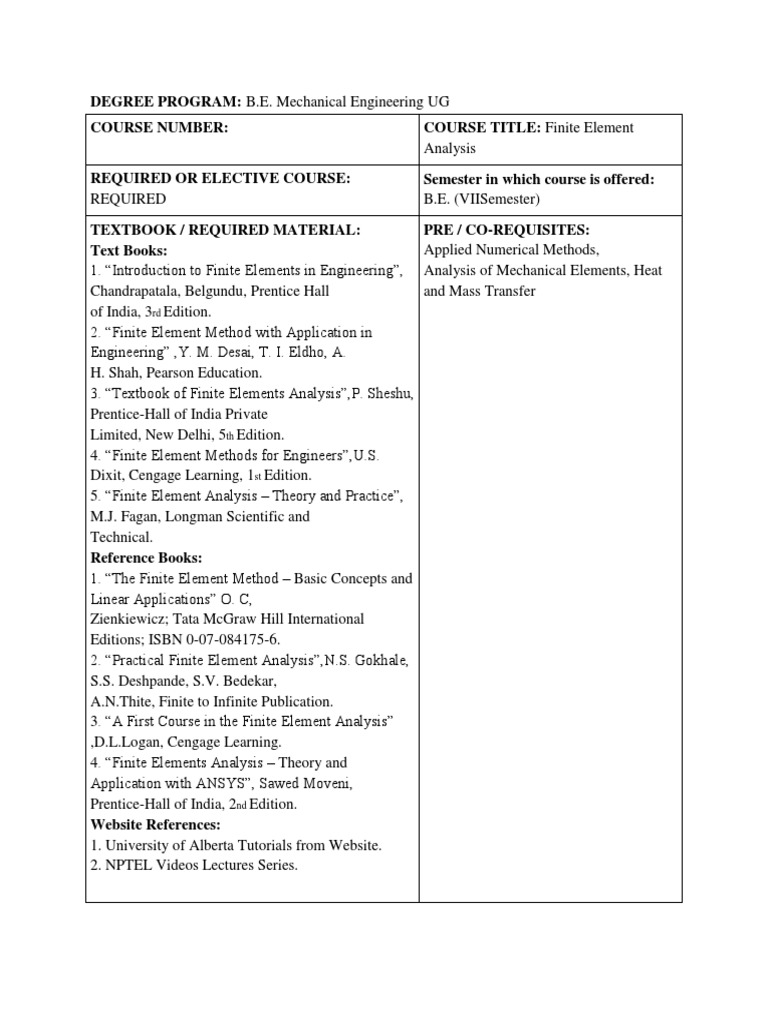 fEA Course | PDF | Finite Element Method | Mechanical Engineering