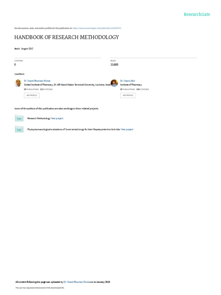 Handbook of Research Methodology | PDF | Sampling (Statistics) | Hypothesis