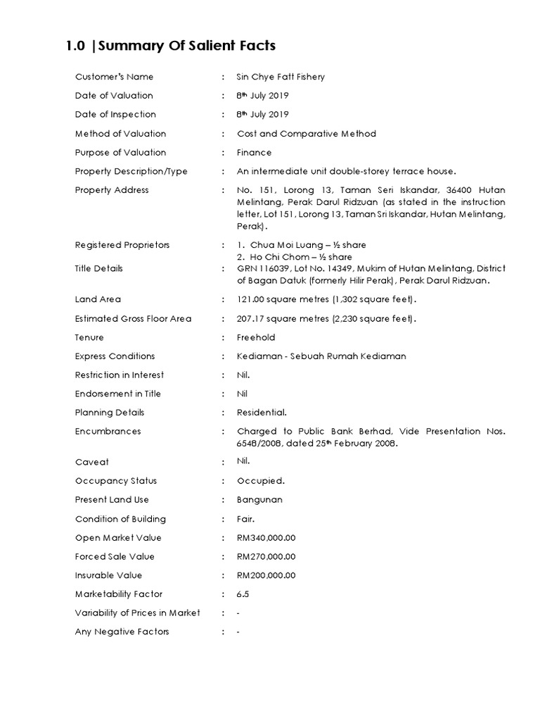 Sample Valuation Report | PDF | Real Estate Appraisal | Valuation (Finance)