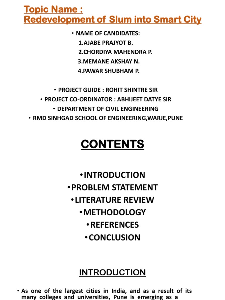 Planning for the Redevelopment of Slums into a Smart City: A Case Study ...