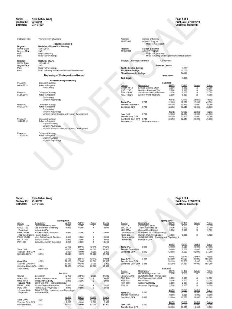 Final Official Ua Transcripts | PDF | Academia | Science