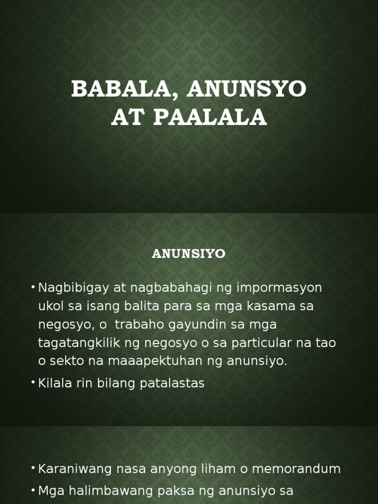 Babala, Anunsyo at Paalala Tv