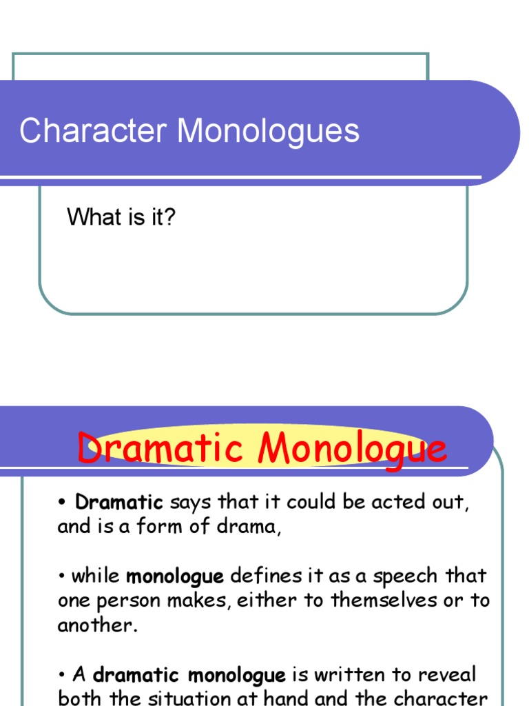 Character Monologue Guidelines | PDF | Monologue