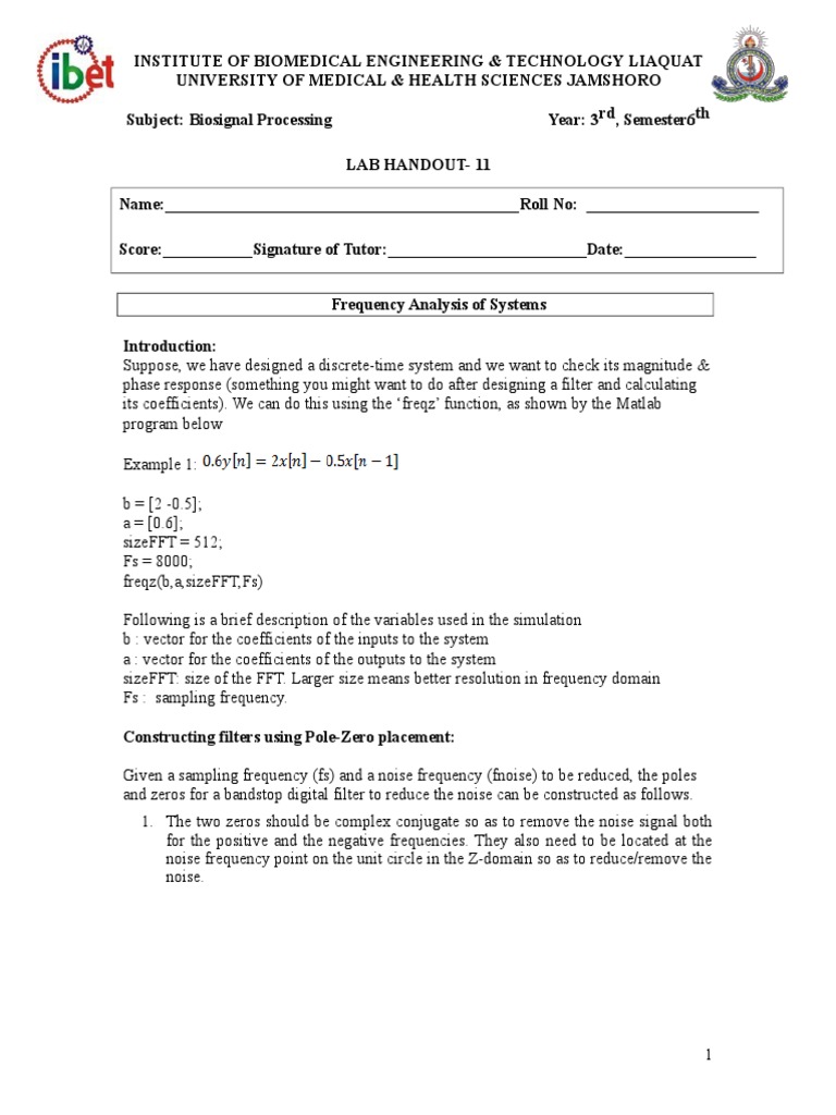 BSP Lab#11 | PDF | Digital Signal Processing | Information And ...