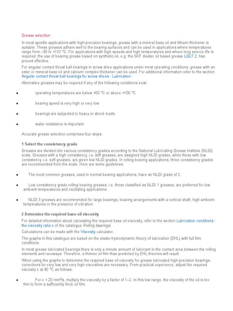 LGLT 2: Grease Selection | PDF | Bearing (Mechanical) | Mechanical ...
