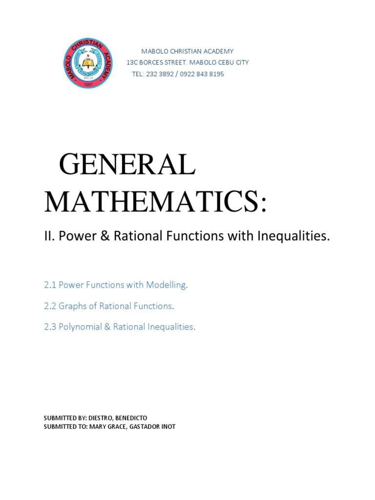 Benedict's Output For Genmath | PDF | Asymptote | Function (Mathematics)