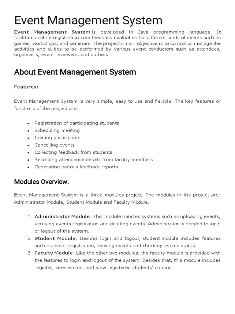 Event Management System | PDF