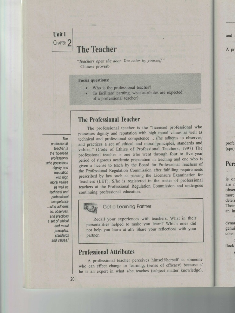 Principles of Teaching 1 (Corpuz, Salandanan 3rd Ed) - Unit 1 Chapter 2 | PDF