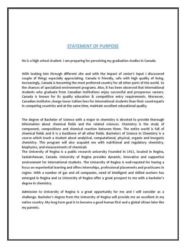 Statement of Intent For Student - 2 | PDF | International Student ...