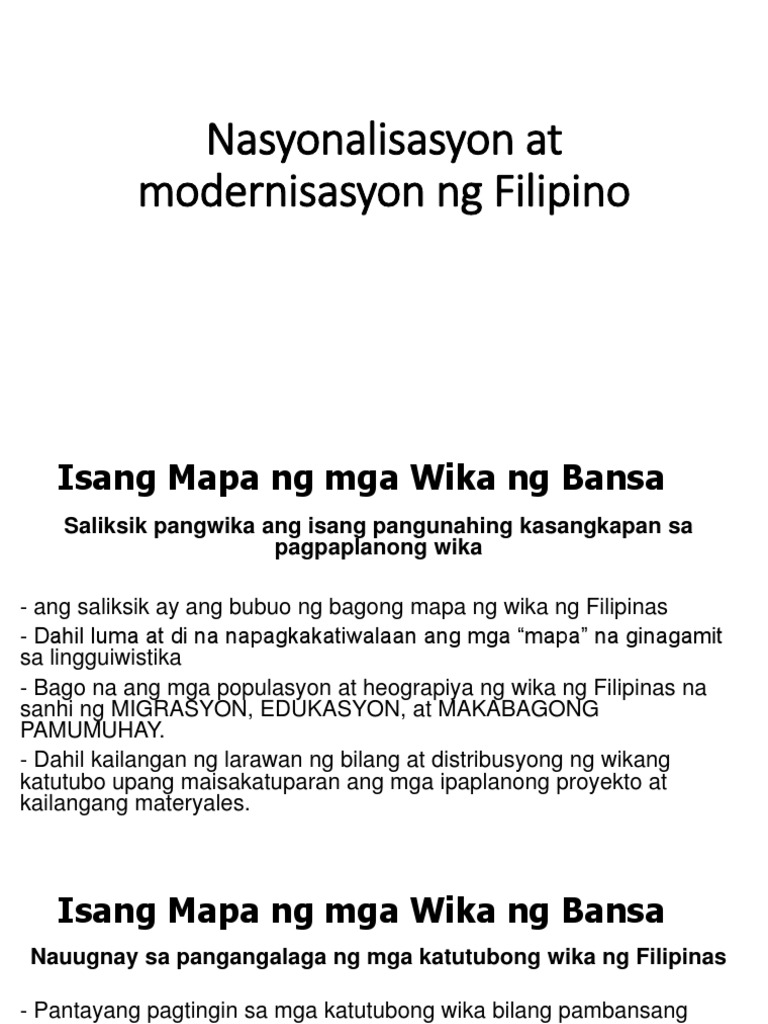 Nasyonalisasyon at Modernisasyon NG Filipino Sayse | PDF
