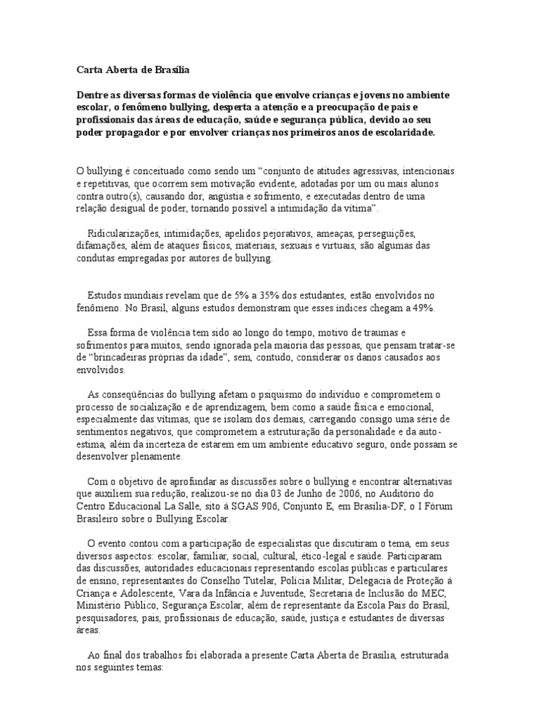carta_aberta | Assédio moral/bullying | Violência