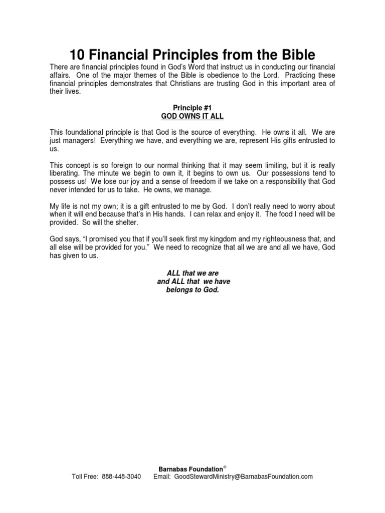 10 Financial Principles That Are Biblical | PDF | Loans | Debt