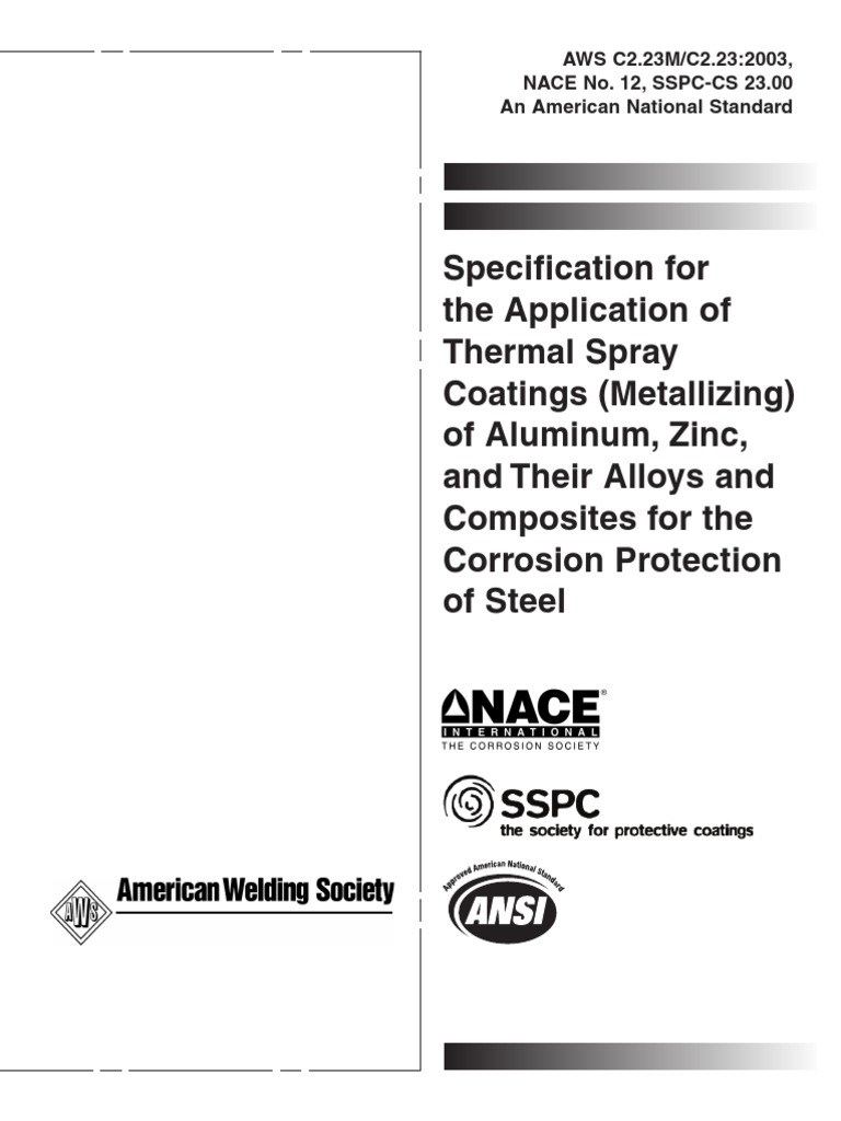 AWS C2.23 - NACE 12 - TSC Standard - 2003 | PDF | Corrosion | Alloy