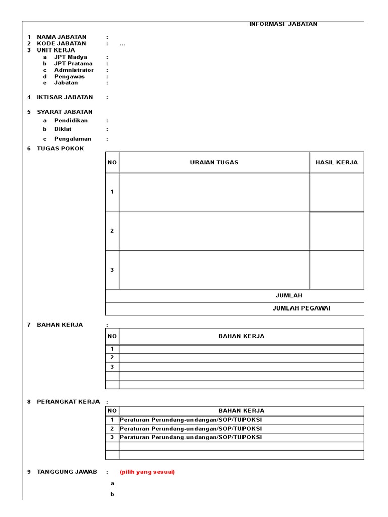 Contoh Anjab Ortal | PDF