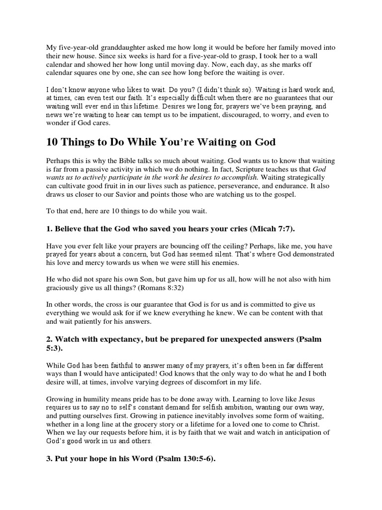 10 Things To Do While You're Waiting On God: 1. Believe That The God ...