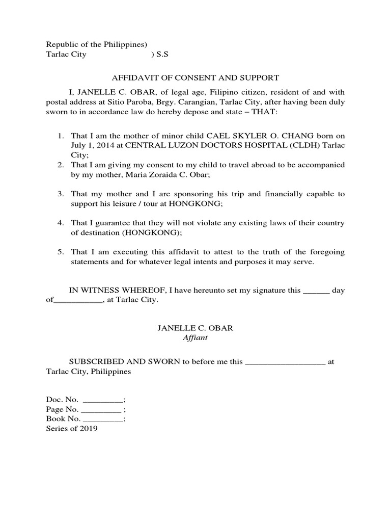 Affidavit of Consent | PDF
