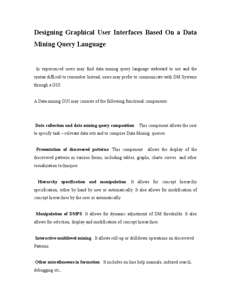 Designing Gui Based On A Data Mining Query Language | PDF