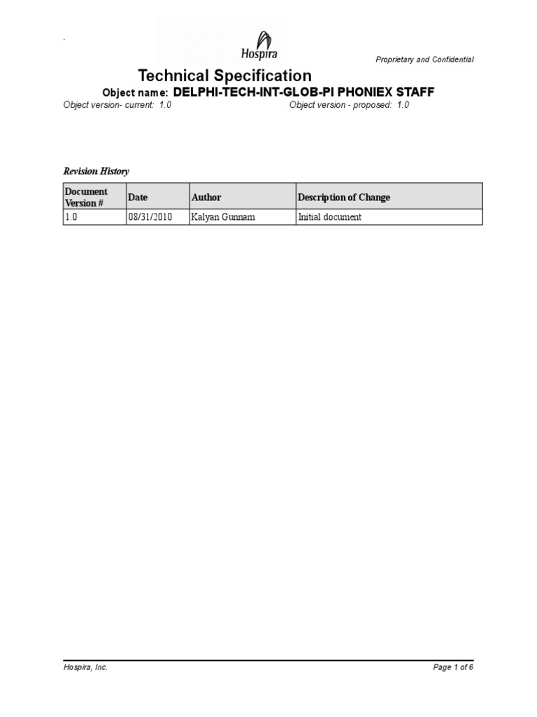 Technical Specification: Delphi-Tech-Int-Glob-Pi Phoniex Staff | PDF | Specification (Technical ...