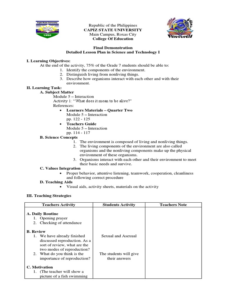 Final Demo Lesson Plan | PDF | Lesson Plan | Teachers