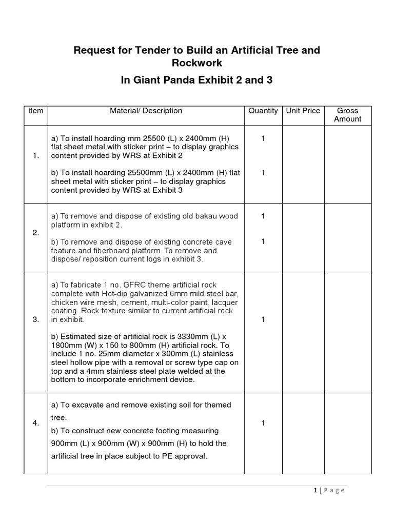 Tender Spec For Artificial Tree and Rockwork PDF | PDF | Galvanization ...