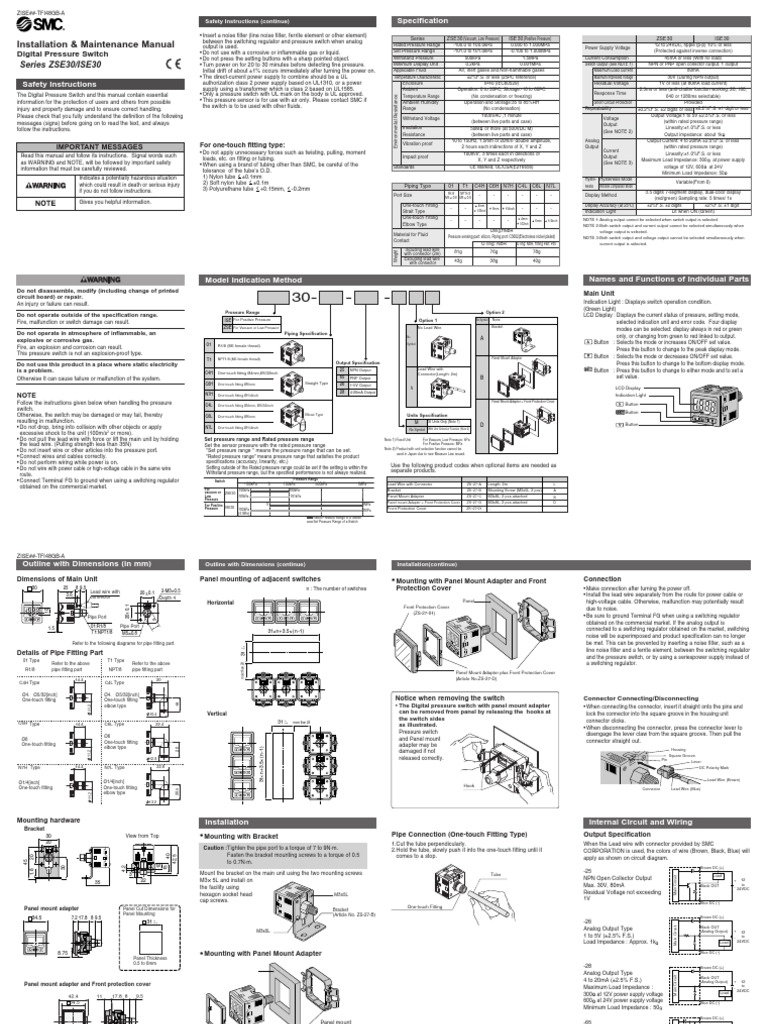 Installation & Maintenance Manual: Series ZSE30/ISE30 | PDF | Switch ...