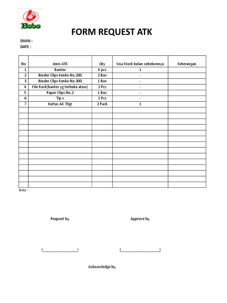 Form Permintaan ATK | PDF