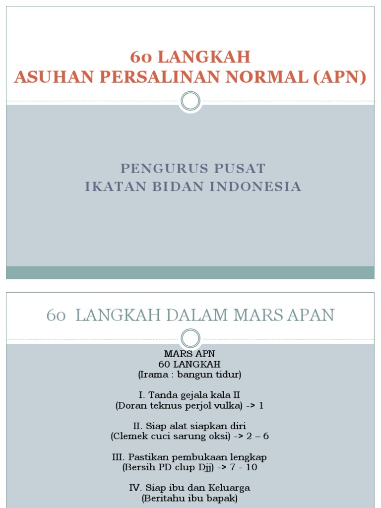 Asuhan Persalinan Normal (APN) 60 Langkah | PDF