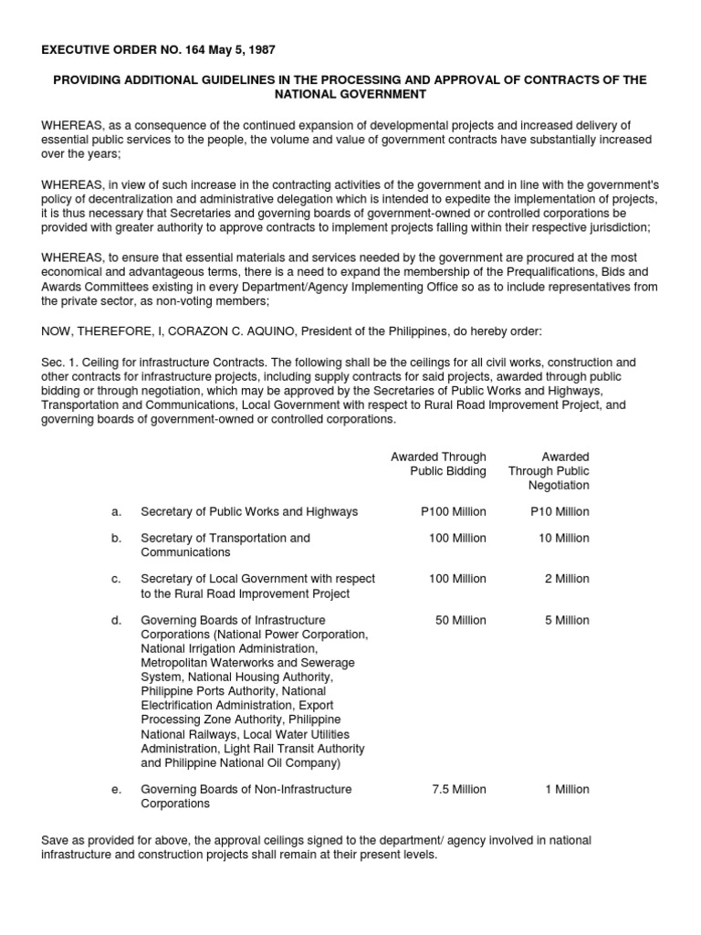 Executive Order No 164 | PDF | Government | Economies