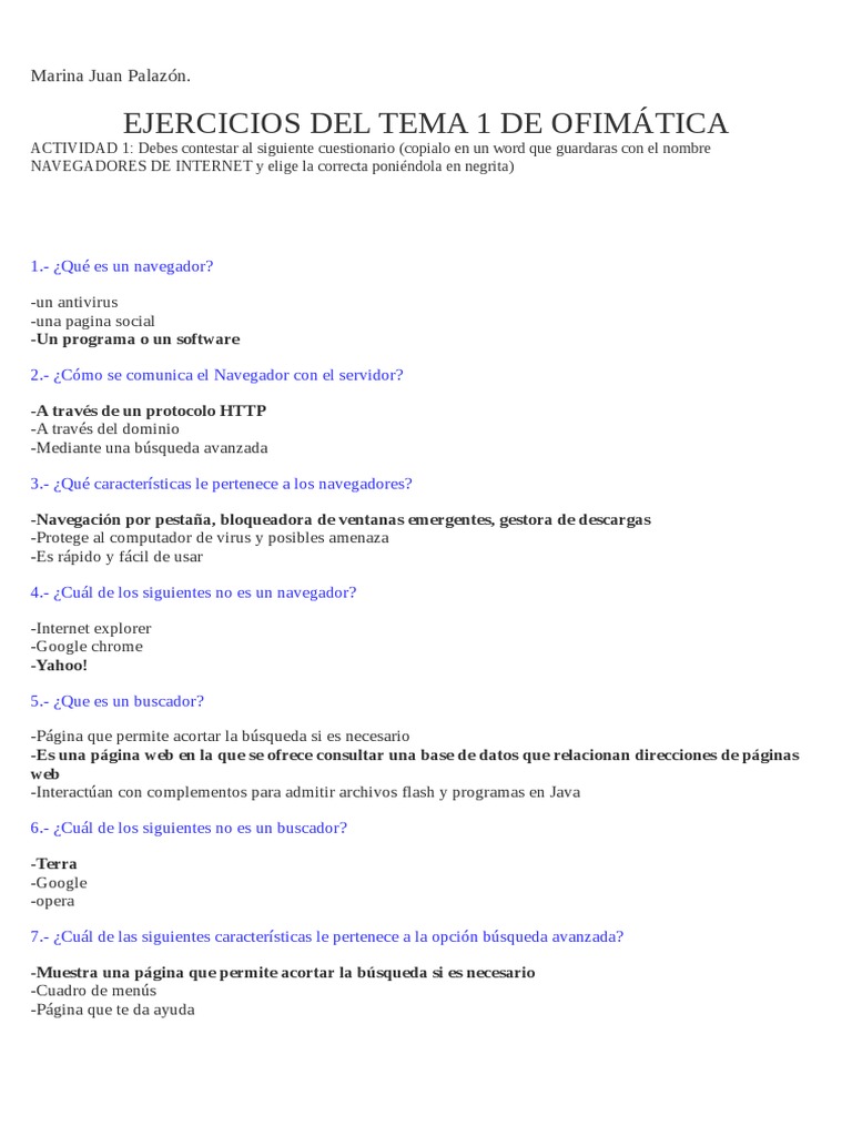 Ejercicios Del Tema 1 de Ofimática: Marina Juan Palazón | PDF ...