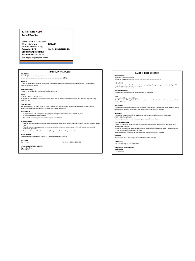 Brosur Dan Label Tranexamat Injeksi | PDF