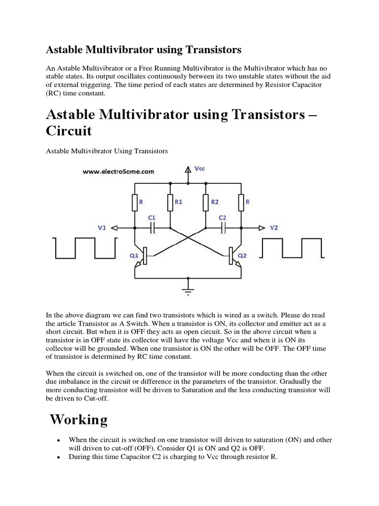 Astable Multivibrator Using Transistors | PDF | Electronic Design ...