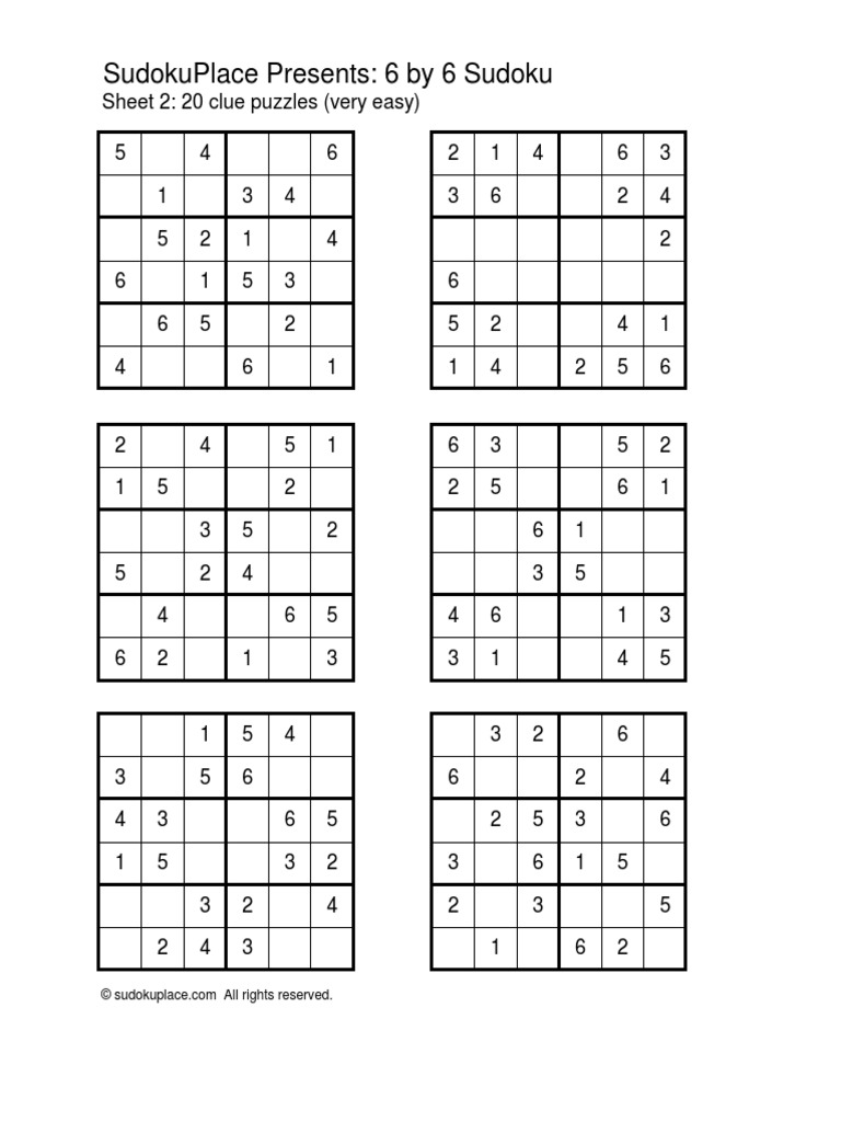 Sudokuplace Presents: 6 by 6 Sudoku | PDF