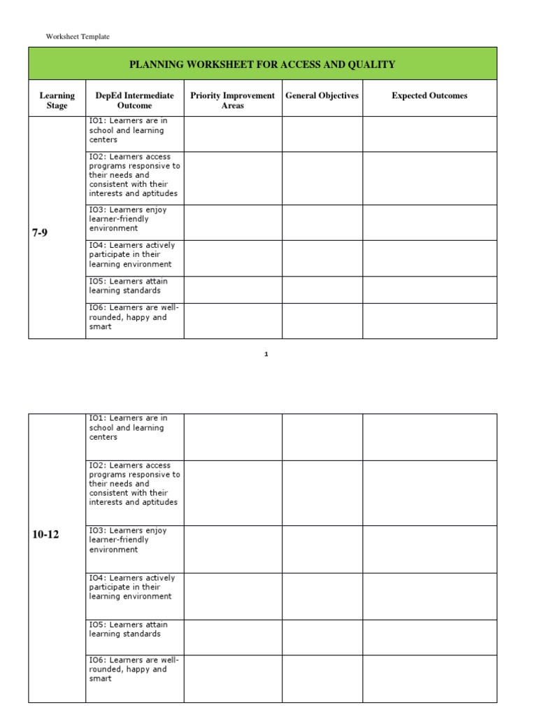 Worksheet Template