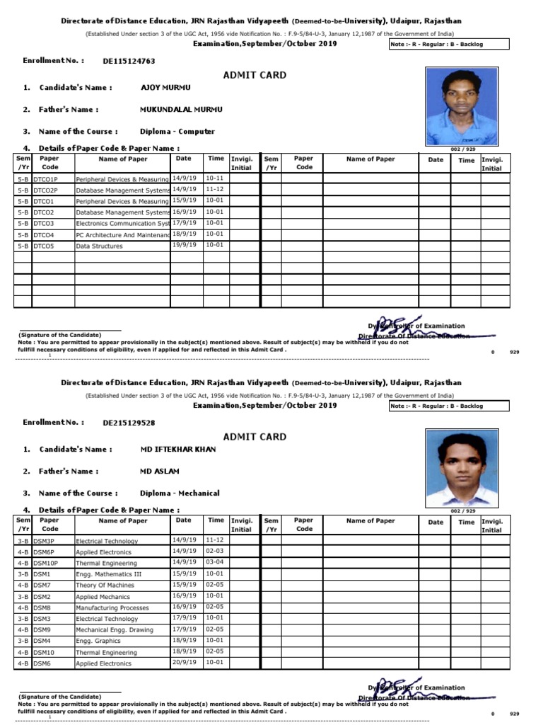 Admit Card | PDF | Digital Technology | Computer Engineering