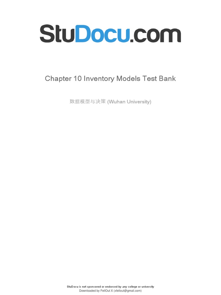Chapter 10 Inventory Models Test Bank | PDF | Inventory | Business ...