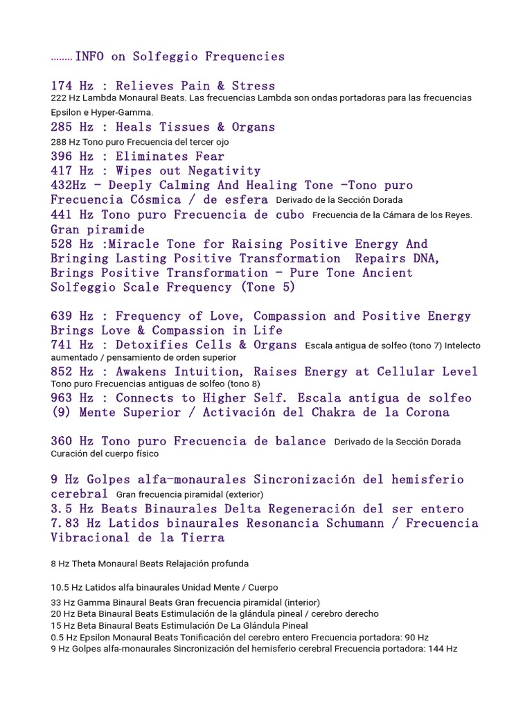 INFO On Solfeggio Frequencies | PDF | Cerebro | Frecuencia