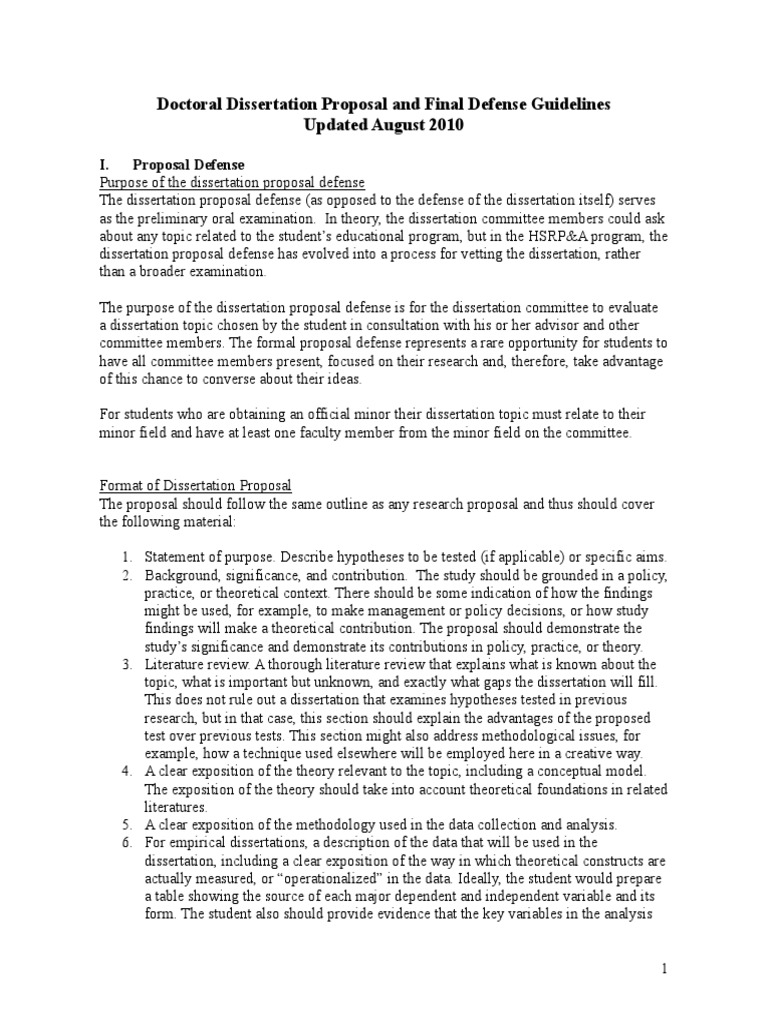 PHD Dissertation Proposal and Final Defense Guidelines | PDF | Thesis | Graduate School
