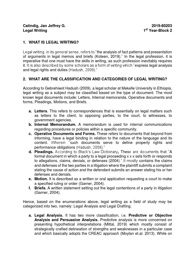 Legal Writing | PDF | Memorandum | Brief (Law)