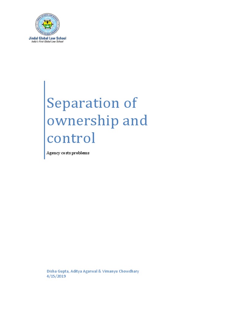 Separation of Ownership and Control | Download Free PDF | Dividend ...