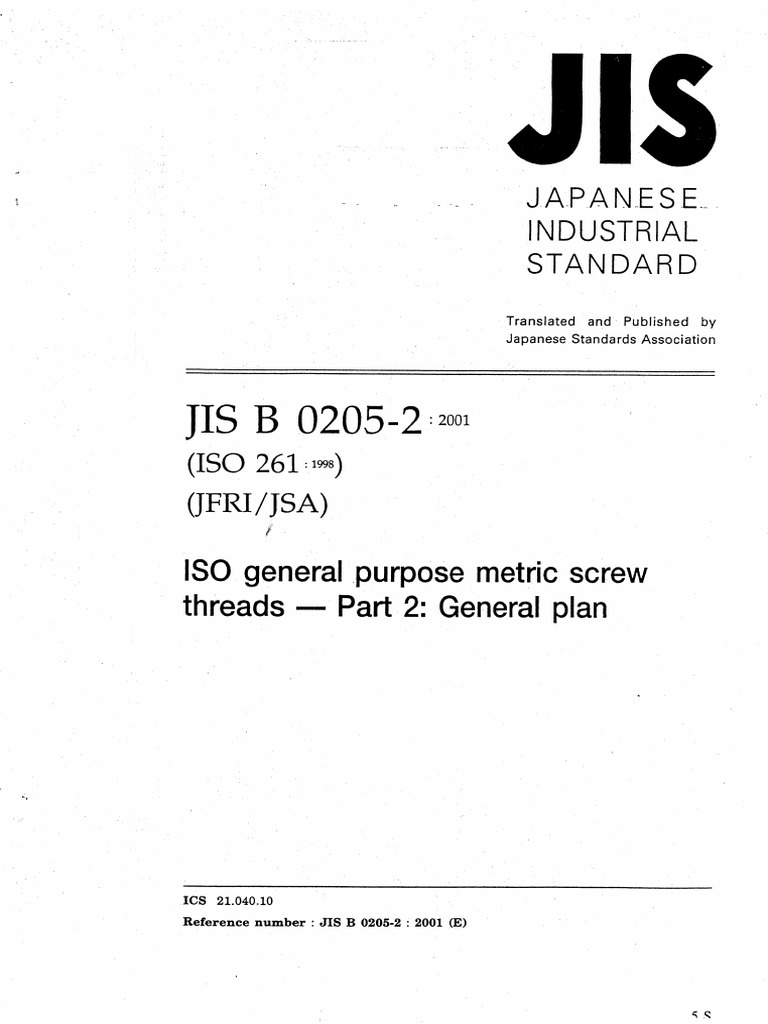 JIS B 0205-2 - 2001.ISO General Purpose Metric Screw Threads - Part 2 ...