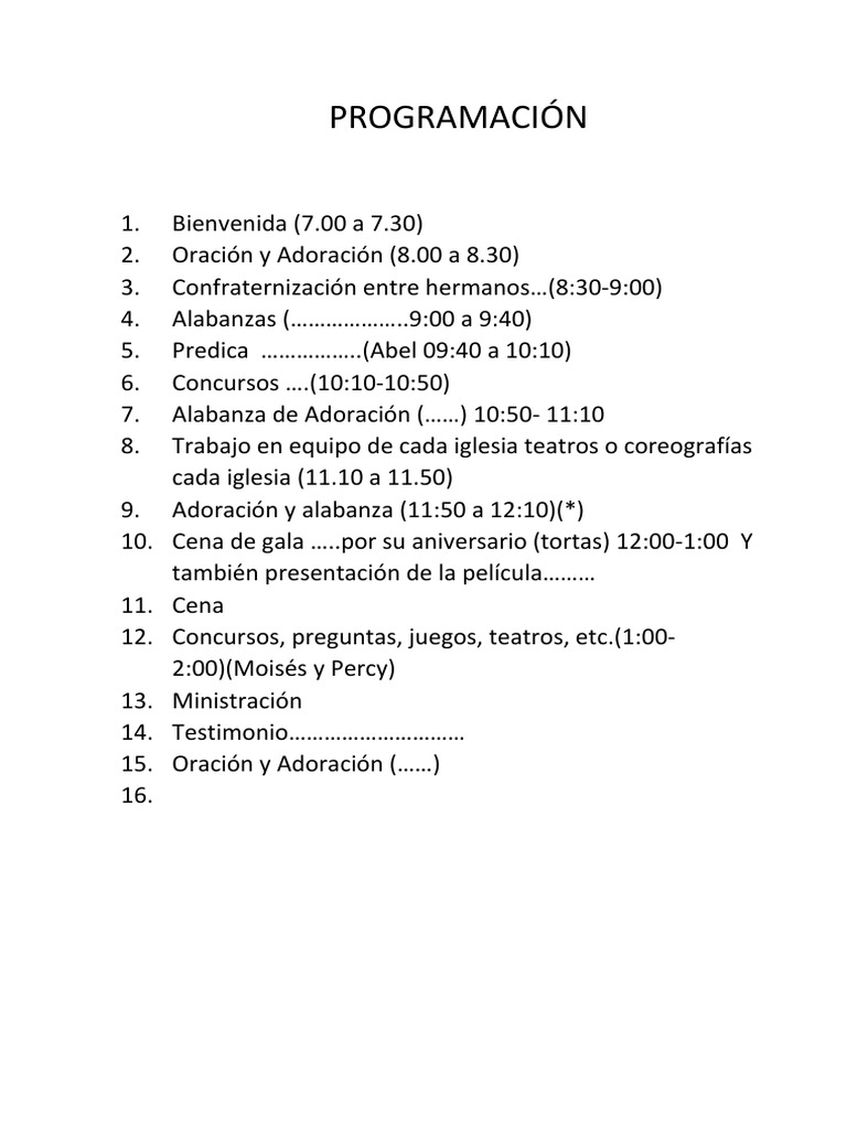 Programación VIGILIA | PDF