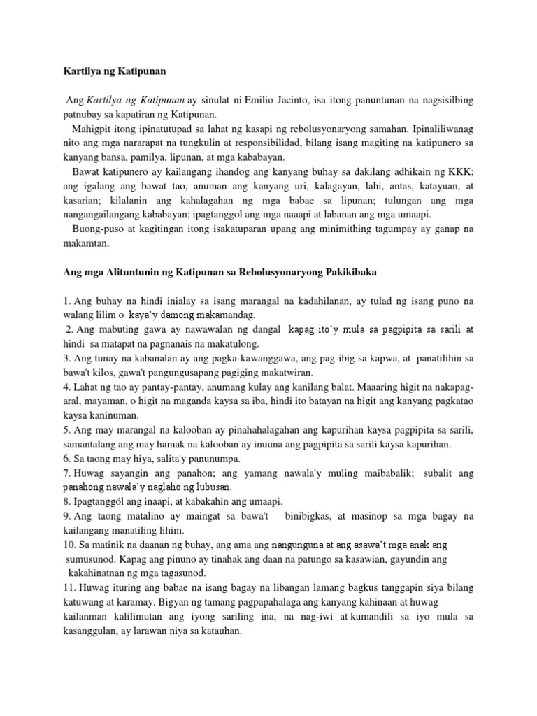 Kartilya NG Katipunan | PDF