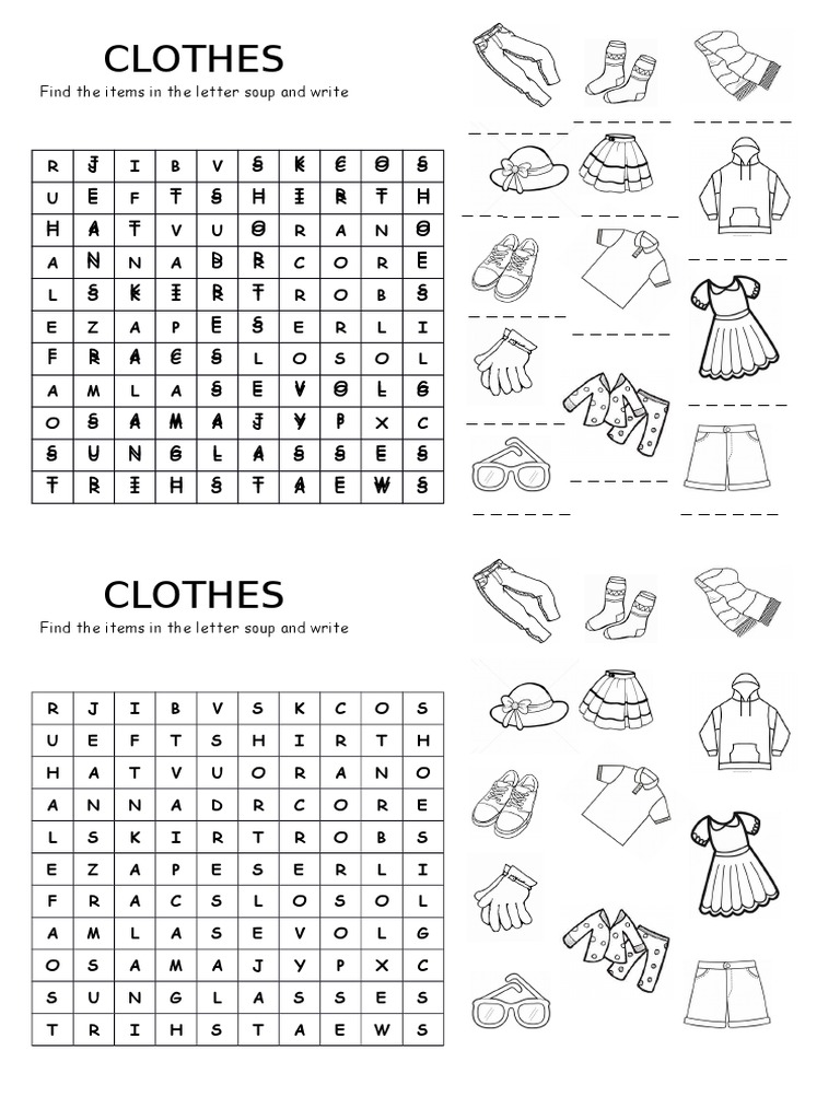 Clothes Letter Soup Activity | PDF