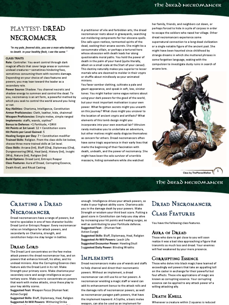 Dread Necromancer Class Overview | PDF