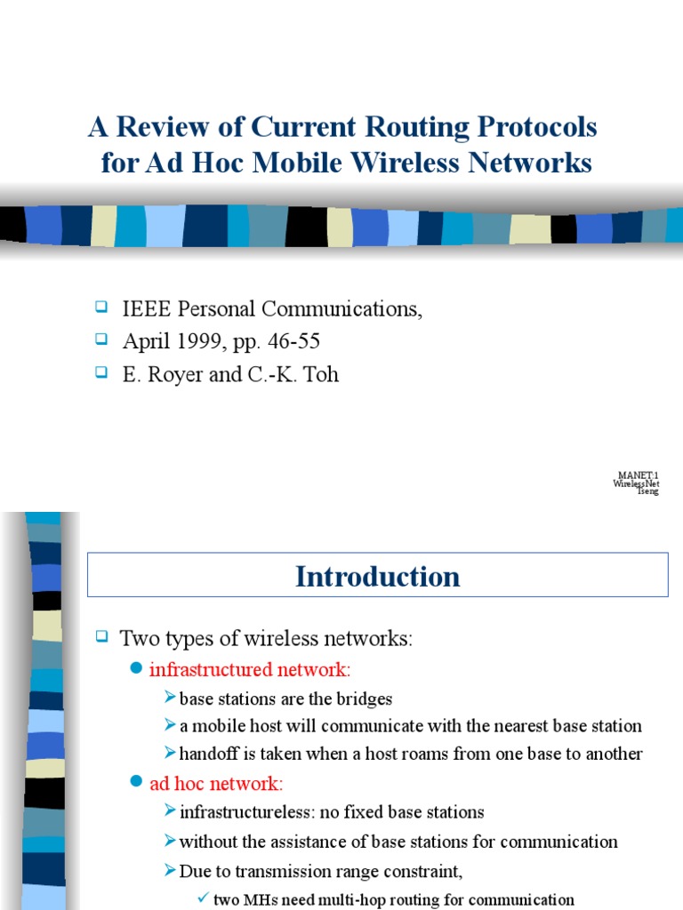 A Review of Current Routing Protocols For Ad Hoc Mobile Wireless Networks | PDF | Routing ...