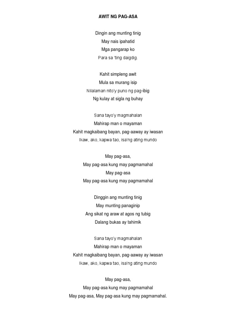 Awit NG Pagasa | PDF