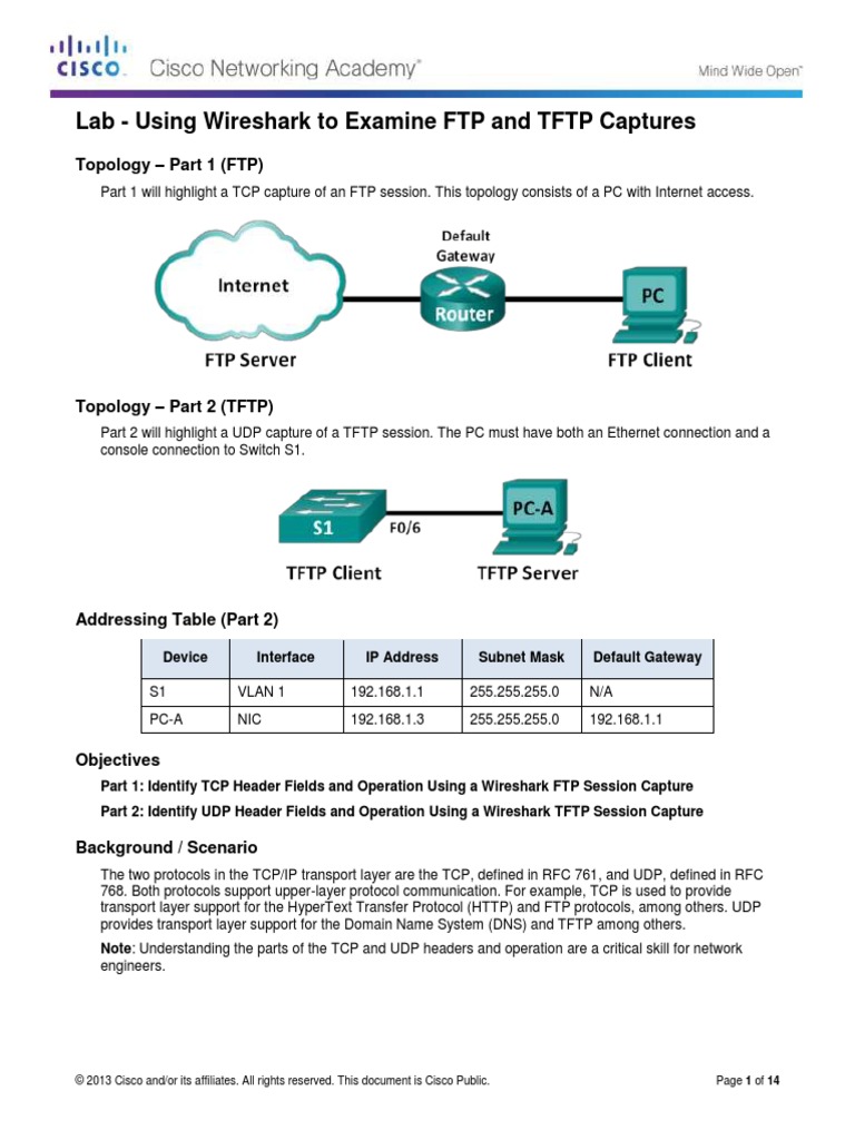 7.2.4.3 Lab - Using Wireshark To Examine FTP and TFTP Captures PDF ...