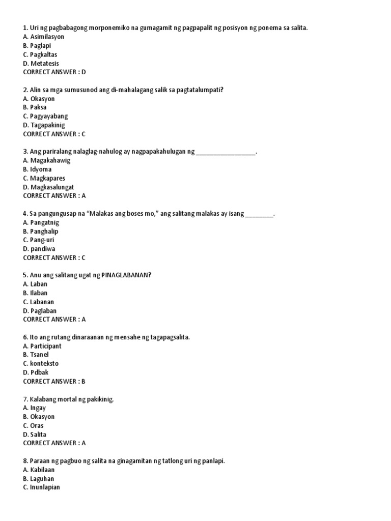 GenEd-Filipino-Drill 2 | PDF