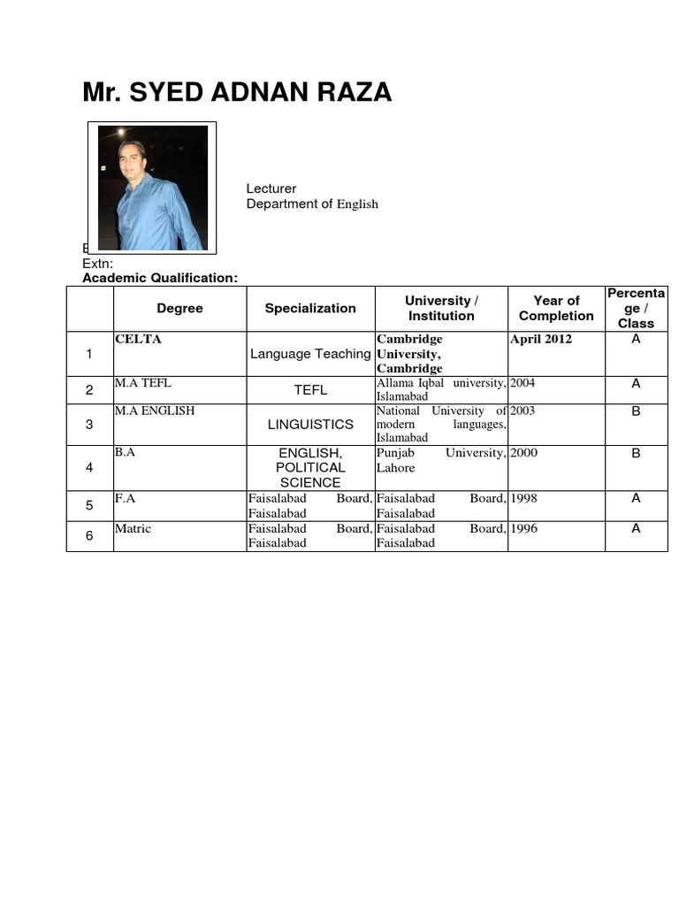 Faculty Profile | PDF | Vocational Education | Academia